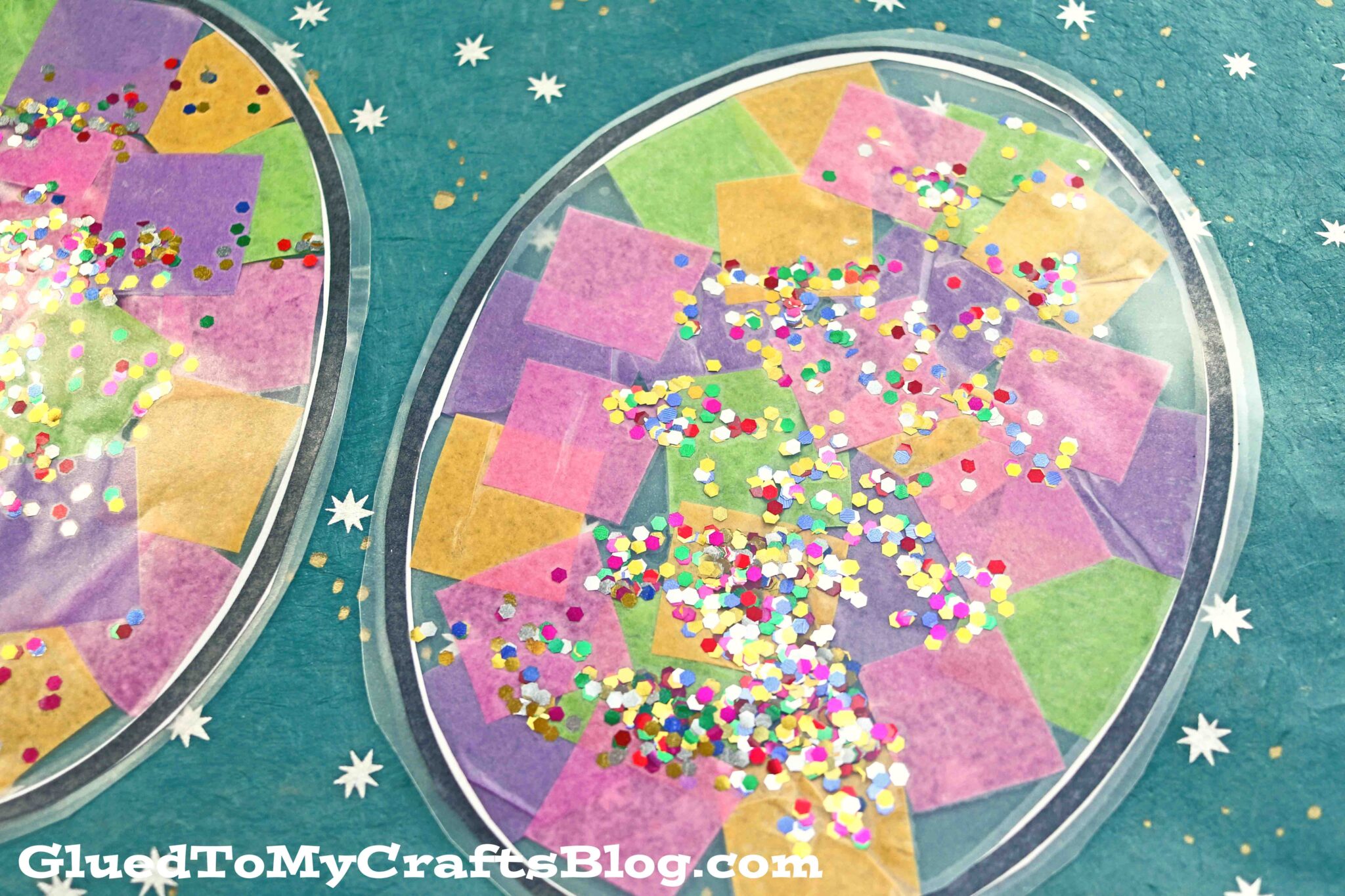 Tissue Paper Stained Glass Egg Craft Idea