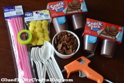 Flower Pot Pudding Cups w/Pipe Cleaner Flowers