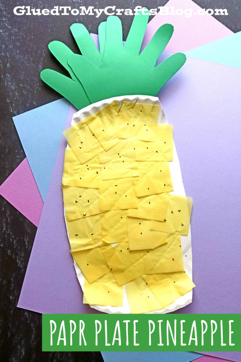 Paper Plate Pineapple Craft Idea w/Handprints