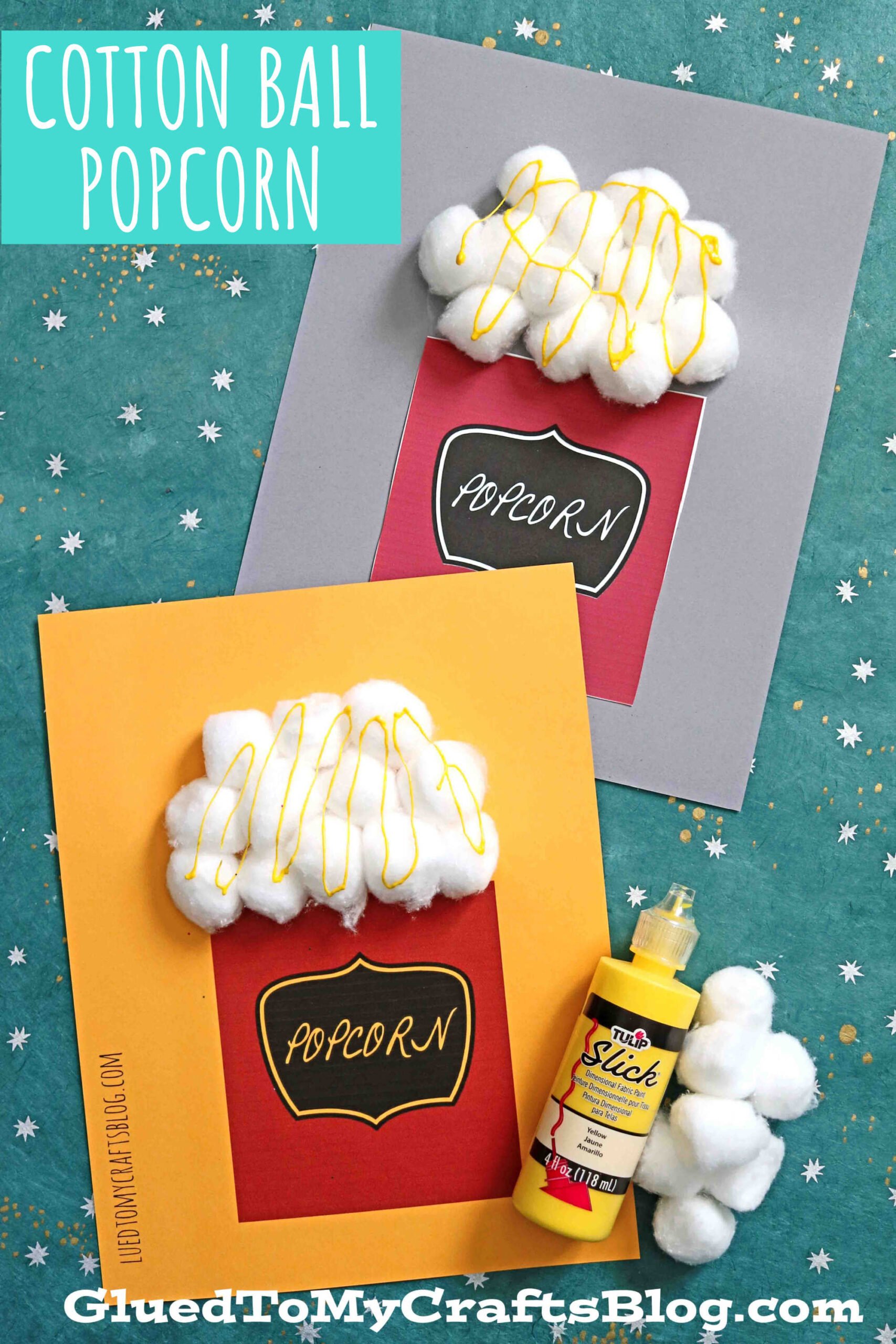 Cotton Ball Popcorn Craft Idea w/Free Printable