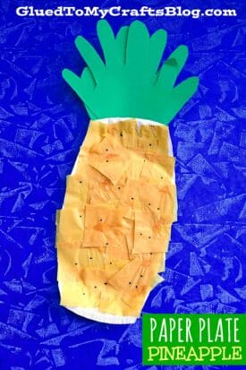 Paper Plate Pineapple Craft Idea w/Handprints