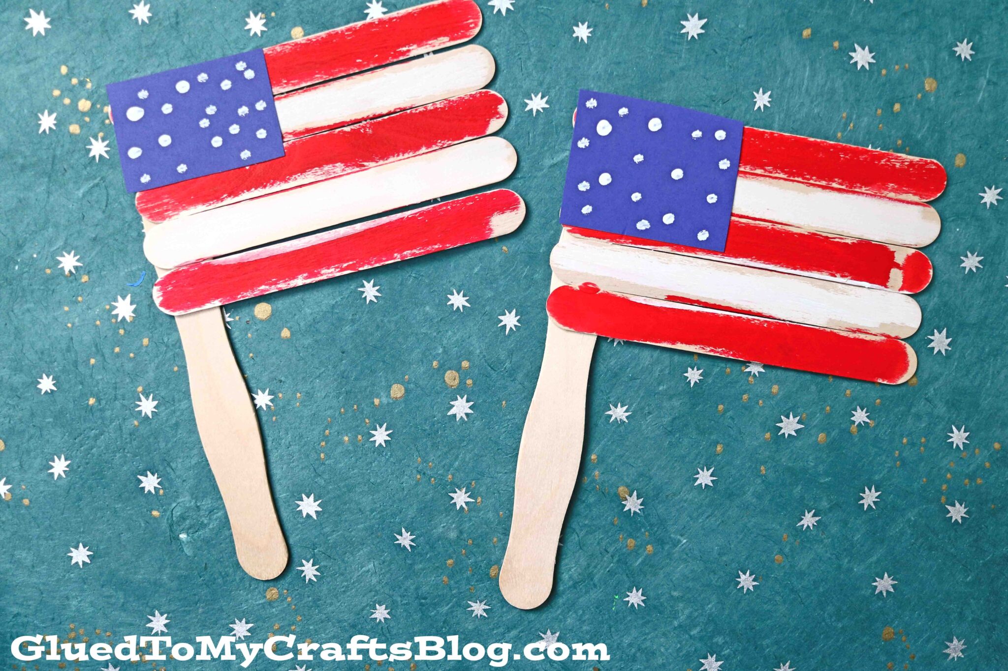 Super Quick Popsicle Stick Flags Craft