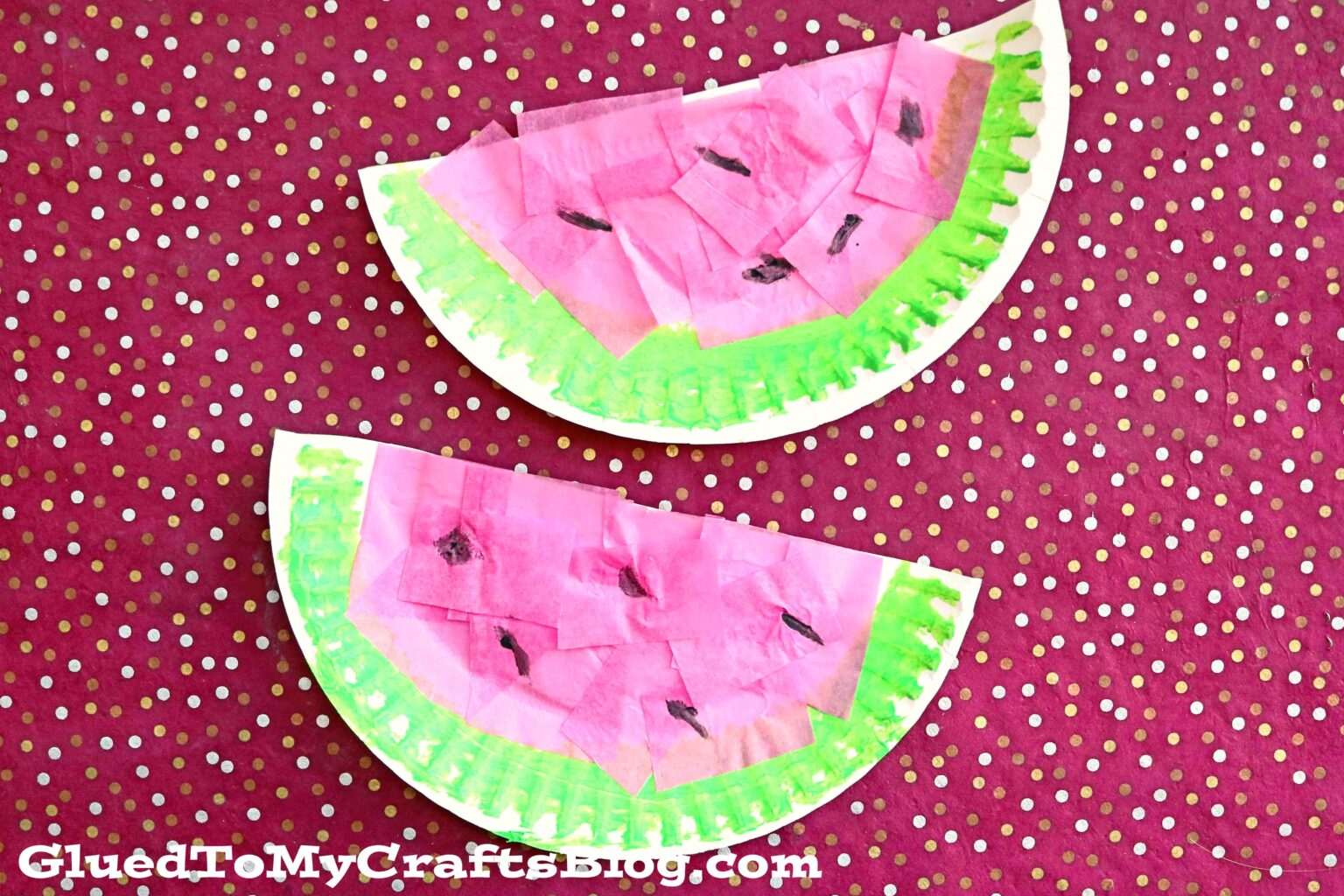 Paper Plate & Tissue Paper Watermelon Craft Idea