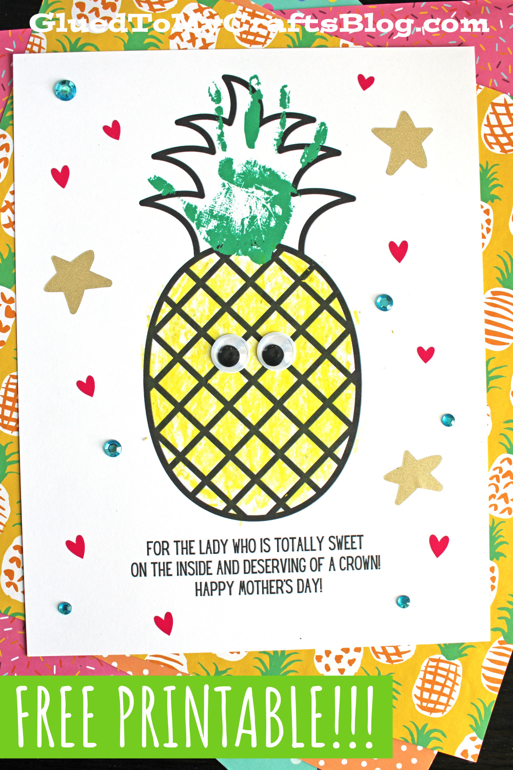 Handprint Pineapple Keepsake Idea For Mother's Day