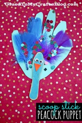 Handprint Peacock Puppet Craft
