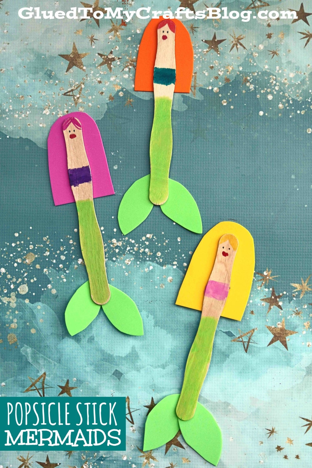 Wavy Popsicle Stick Mermaid Craft Idea