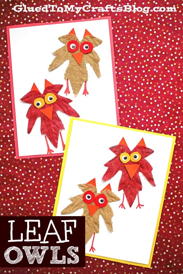 Burlap Leaf Owls On Paper