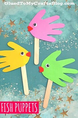 Handprint Fish Puppets - Craft Idea For Kids
