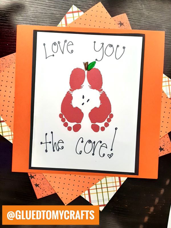 Love You To The Core Footprint Apple Craft Idea