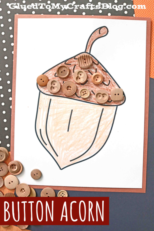 Button Covered Acorn Craft Idea For Kids
