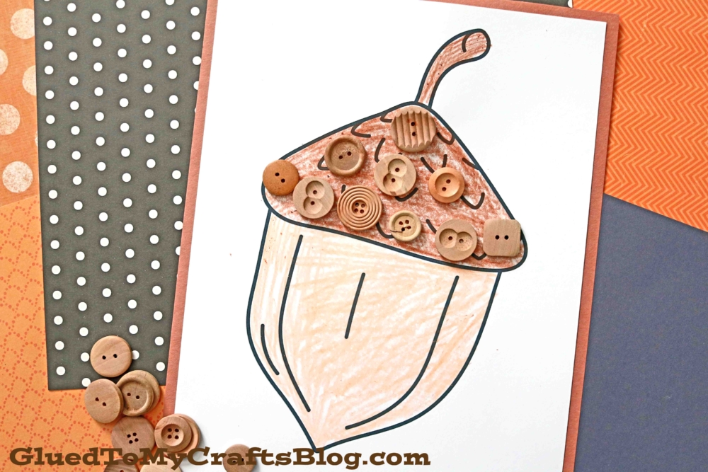 Button Covered Acorn Craft