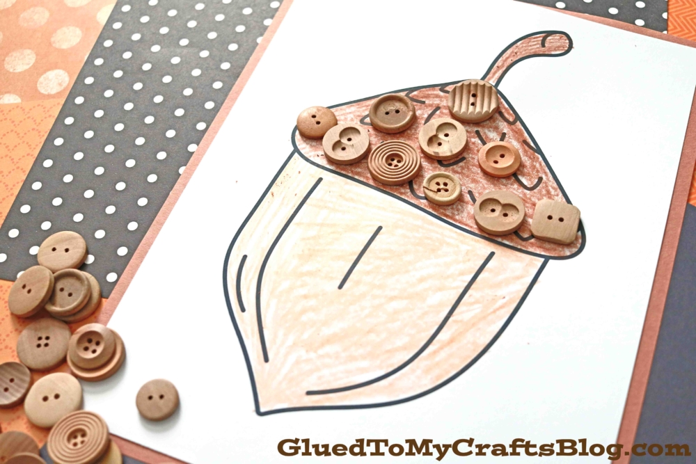 Button Covered Acorn Craft