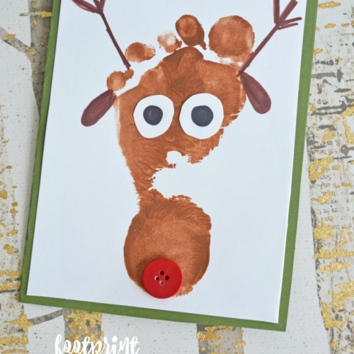Footprint Reindeer Keepsake Card