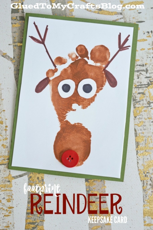 Footprint Reindeer Keepsake Card