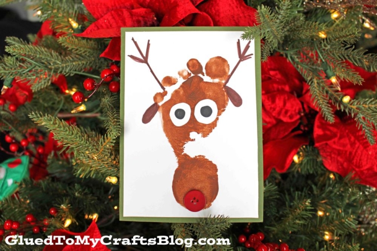Footprint Reindeer Keepsake Card