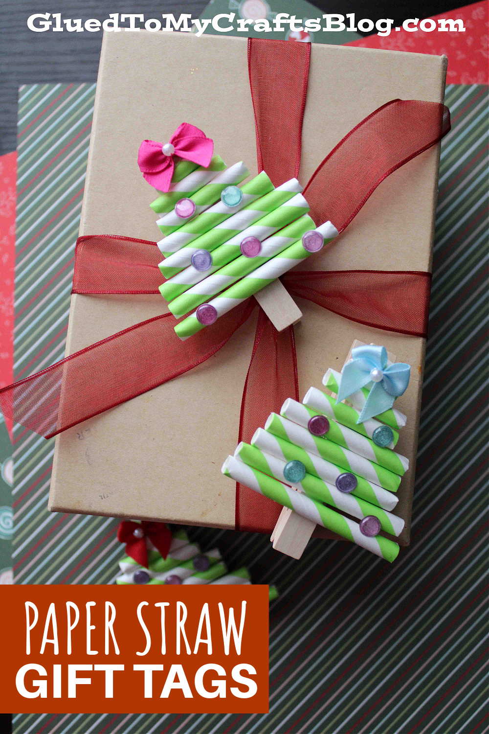 Paper Straw Christmas Tree Gift Tags