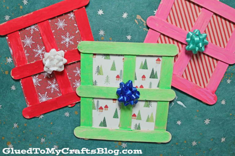 Popsicle Stick Christmas Present Craft Idea