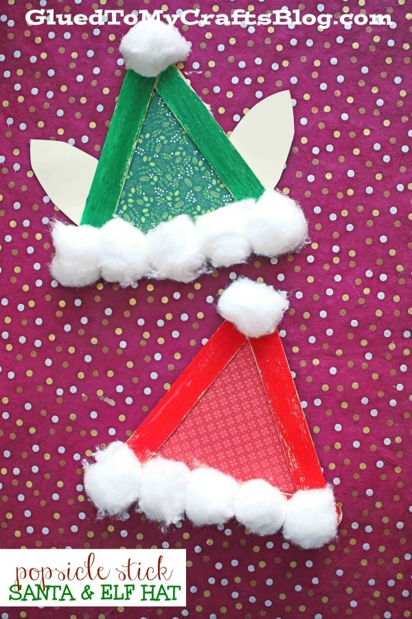Popsicle Stick Santa & Elf Hats