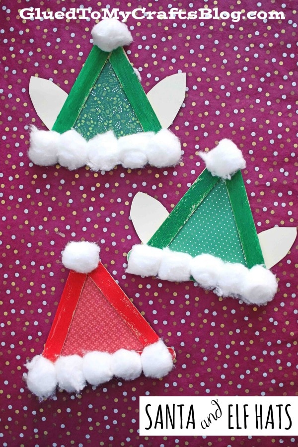 Popsicle Stick Santa & Elf Hats