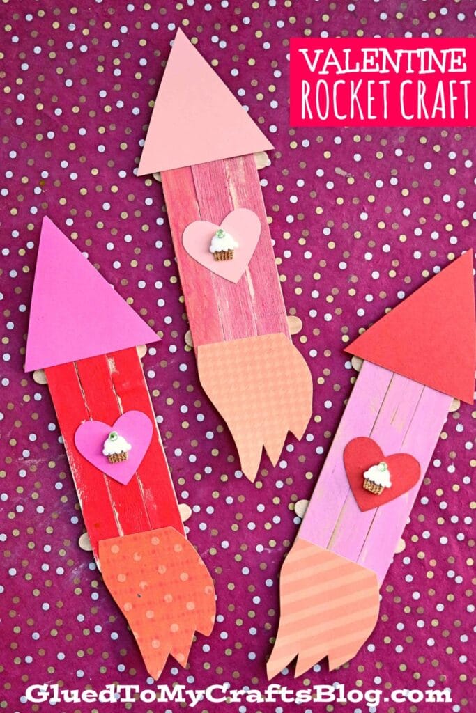 Popsicle Stick Valentine Rocket Ships