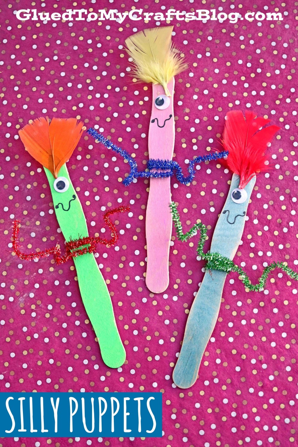 Silly Hair Wood Stick Puppets