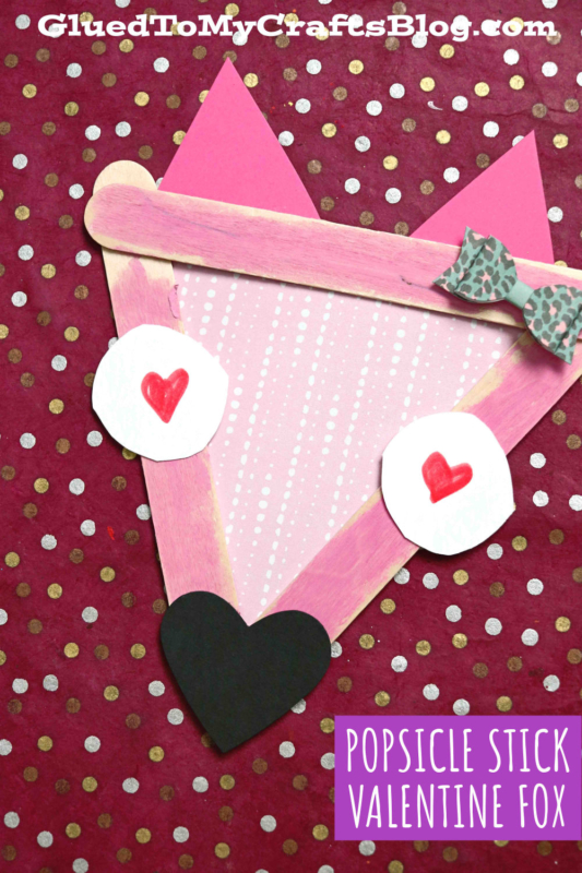 Popsicle Stick Valentine Fox Craft Idea