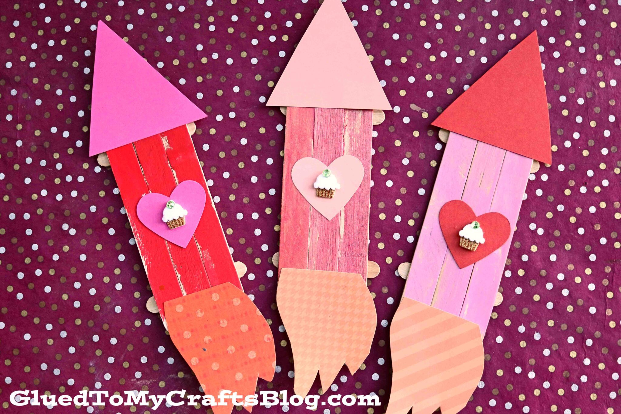 Popsicle Stick Valentine Rocket Ship Craft Idea