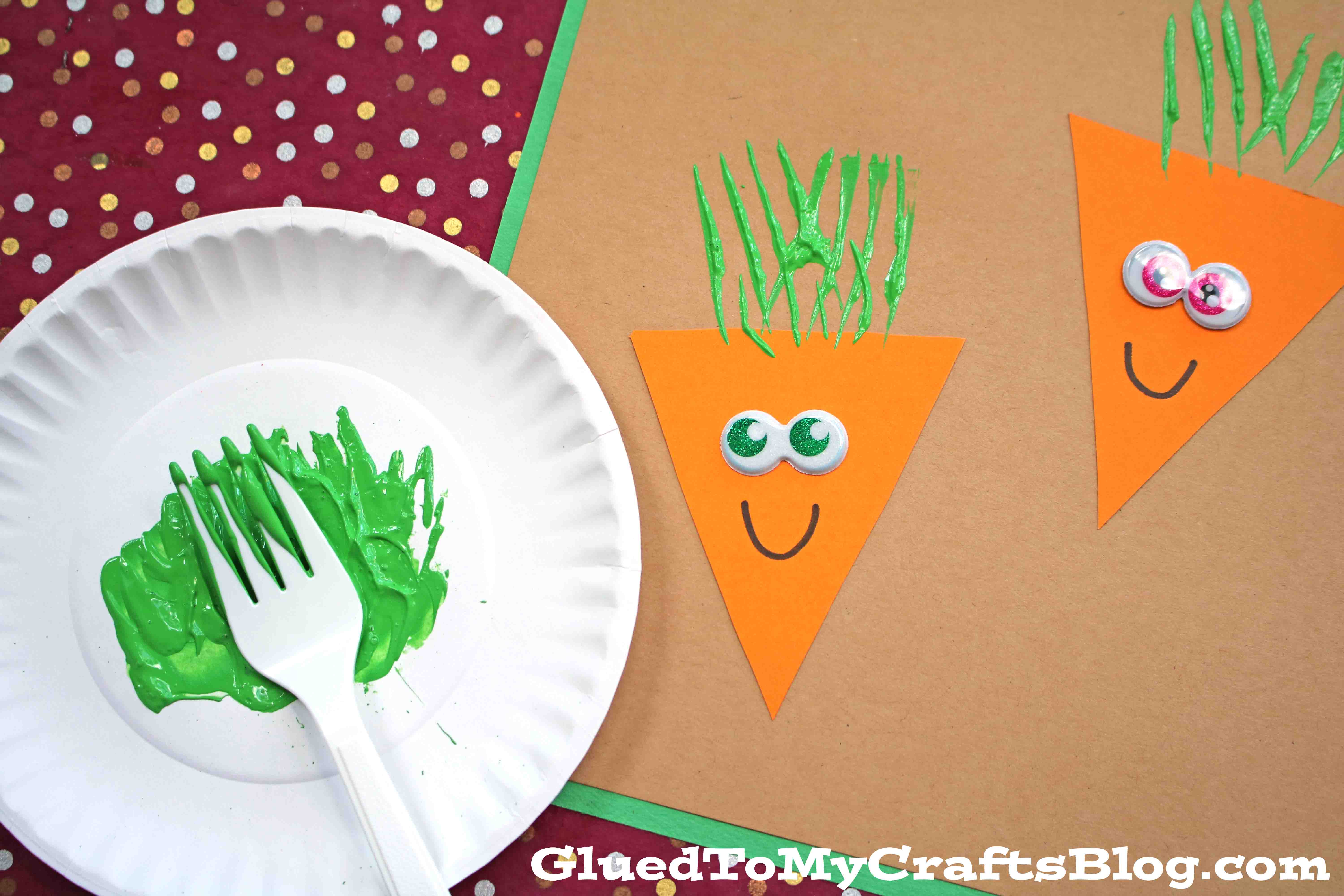 Paper & Fork Painted Carrot Garden Craft