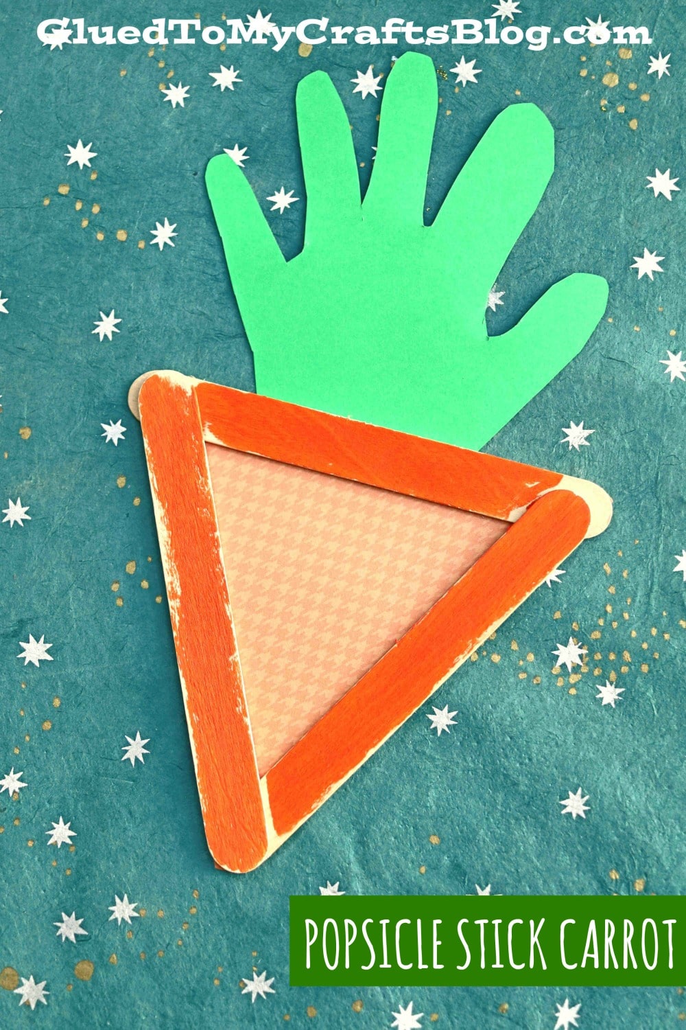 Popsicle Stick Handprint Carrot Craft Idea