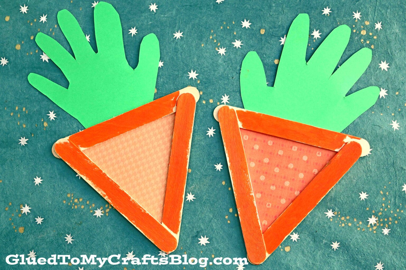 Popsicle Stick Handprint Carrot Craft Idea