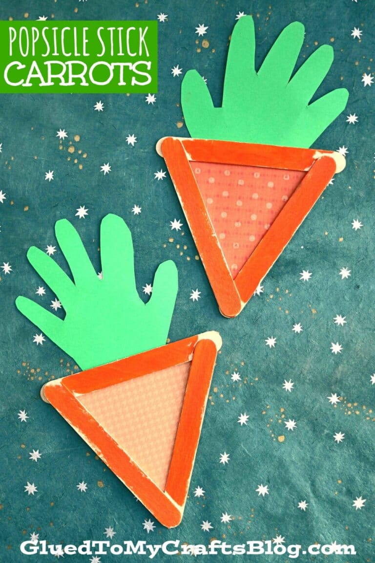 Popsicle Stick Handprint Carrot Craft Idea