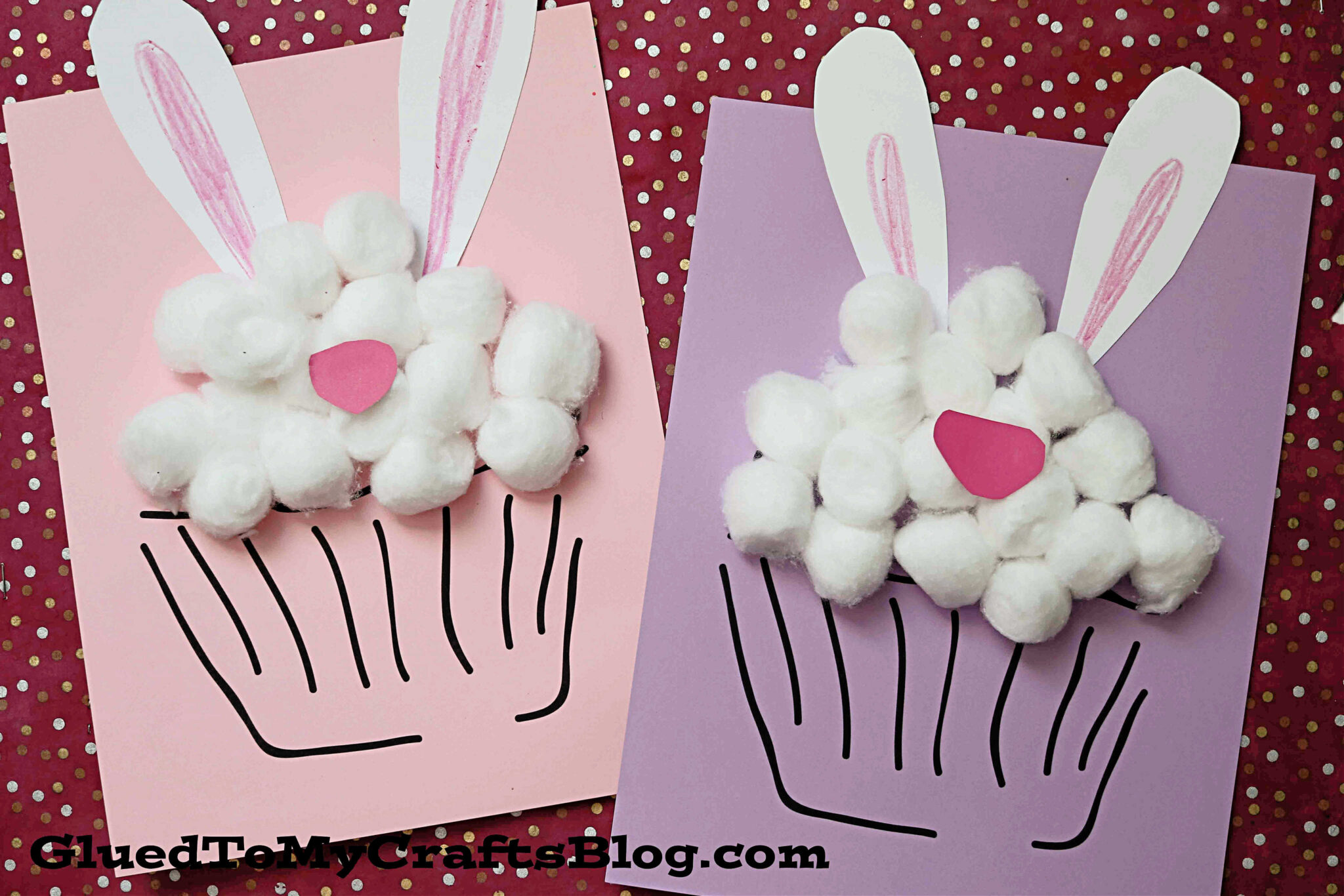 Cotton Ball Bunny Cupcake Craft Idea