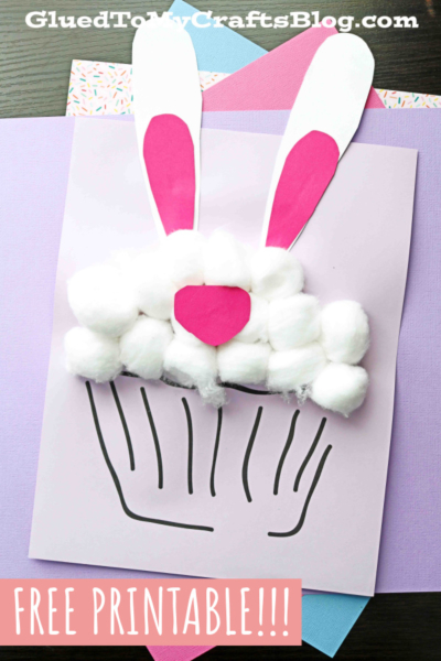 Cotton Ball Bunny Cupcake