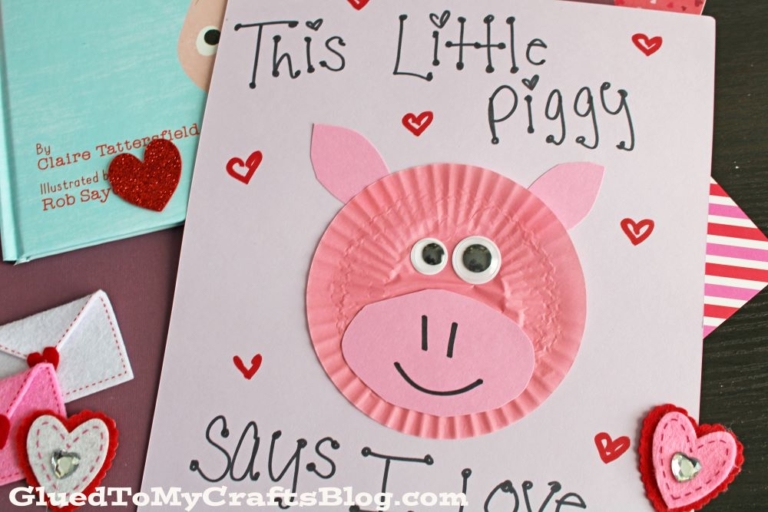 Cupcake Liner Pig Card Craft Idea For Kids
