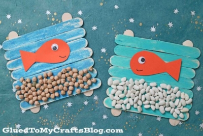 Popsicle Stick Fish Bowl Craft Idea