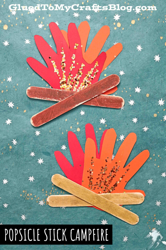 Handprint Popsicle Stick Campfire
