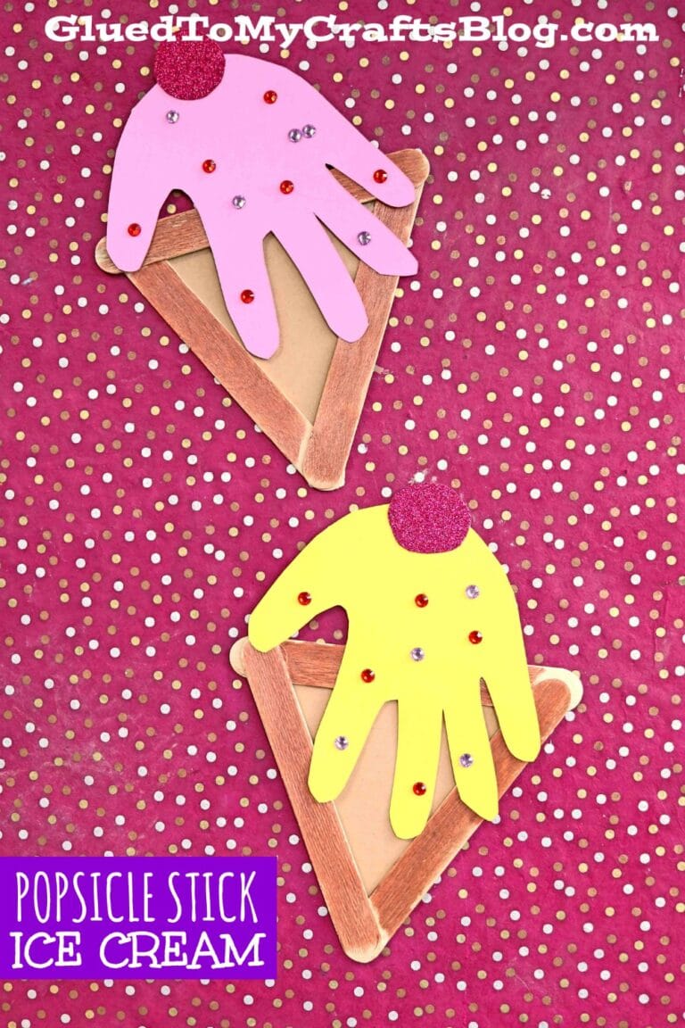 Handprint Popsicle Stick Ice Cream Craft Idea