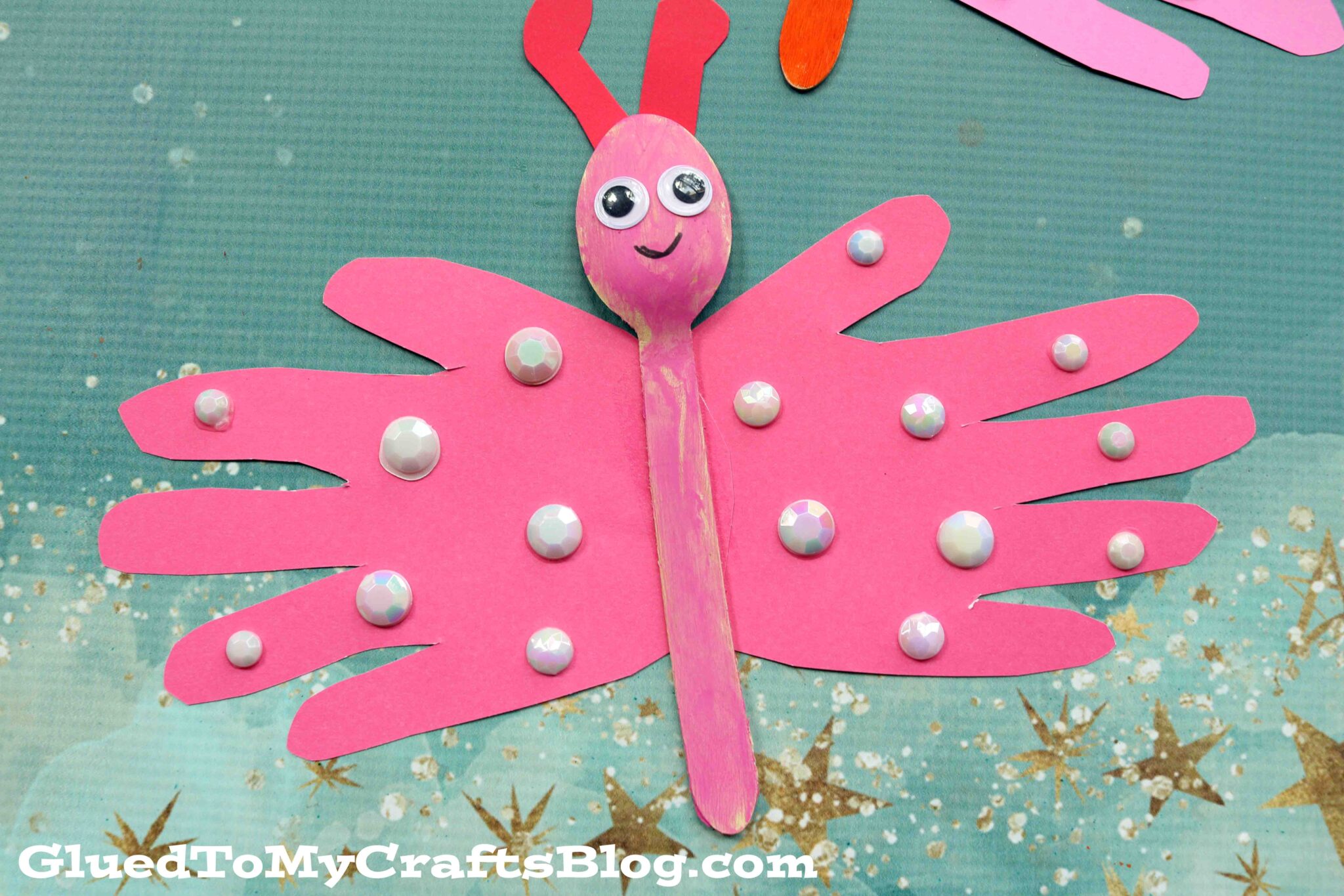 Handprint Wooden Spoon Butterfly Craft Idea