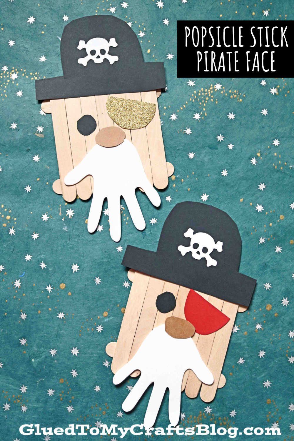 Popsicle Stick Pirate w/Handprint Beard Craft Idea