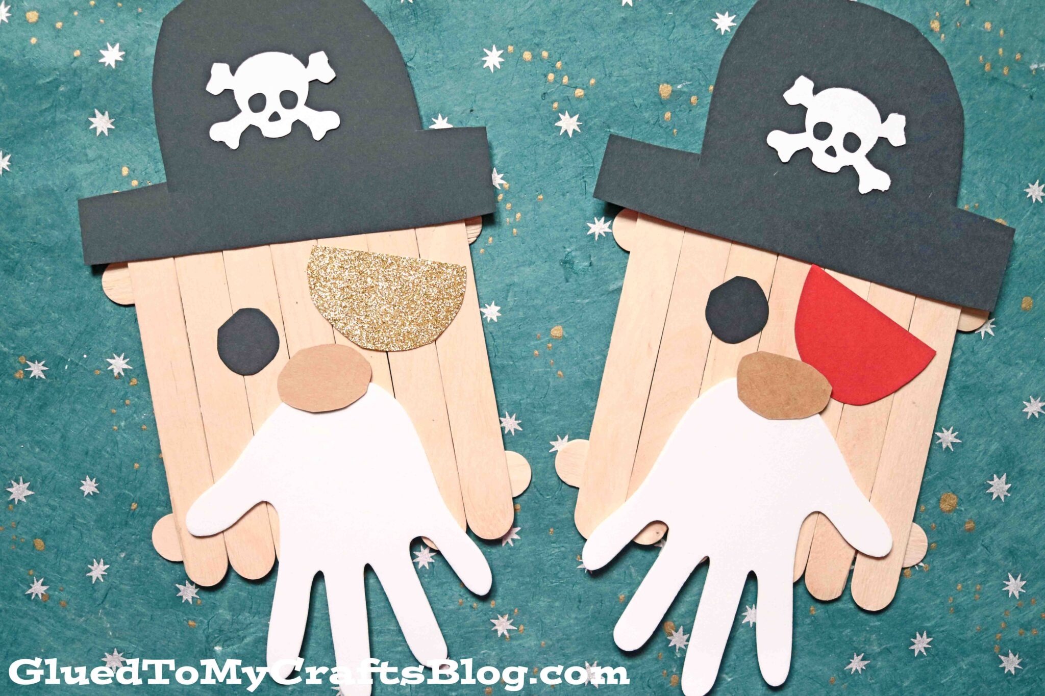 Popsicle Stick Pirate w/Handprint Beard Craft Idea