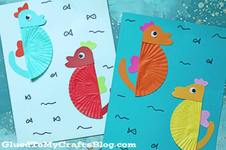 Cupcake Liner Seahorse Craft Idea For Kids