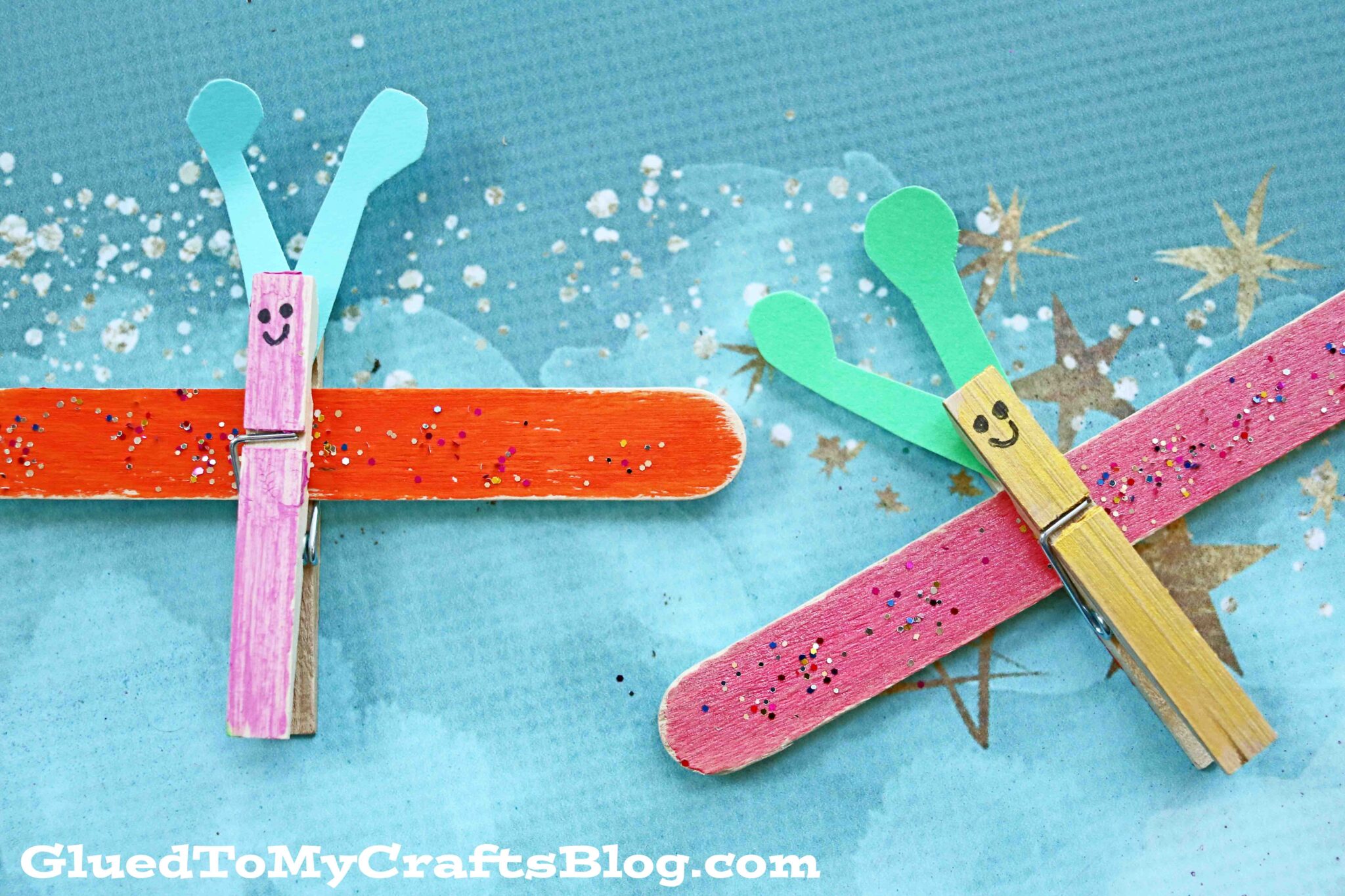 Clothespin And Popsicle Stick Butterfly Craft Idea