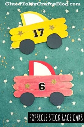 Popsicle Stick Race Car Craft Idea