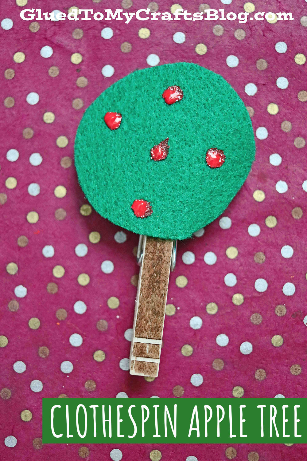 Clothespin and Craft Felt Apple Trees - Kid Craft For Fall