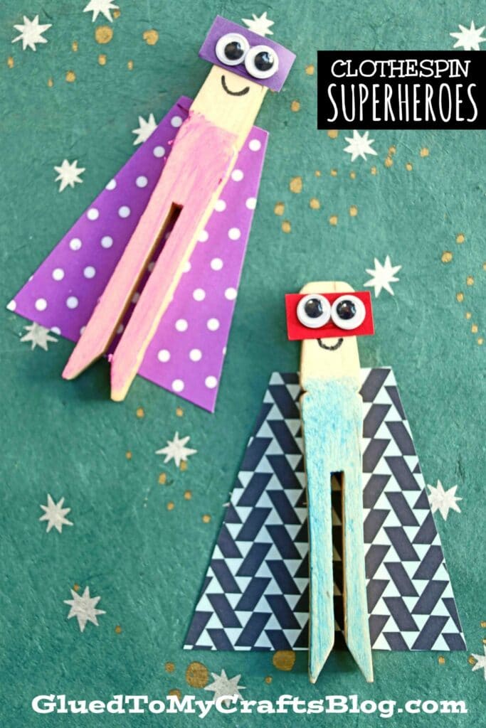 Flat Wood Clothespin Superhero Puppets