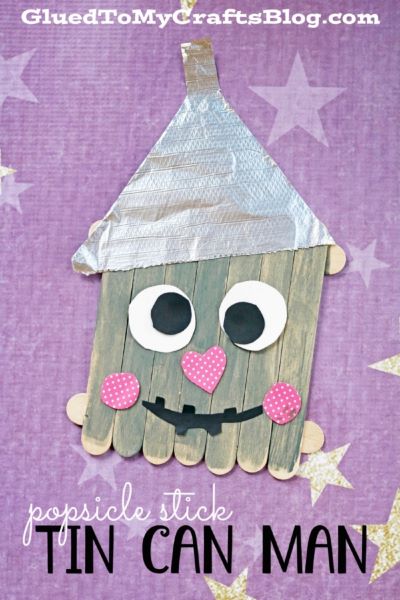 Popsicle Stick Tin Can Man Craft Idea