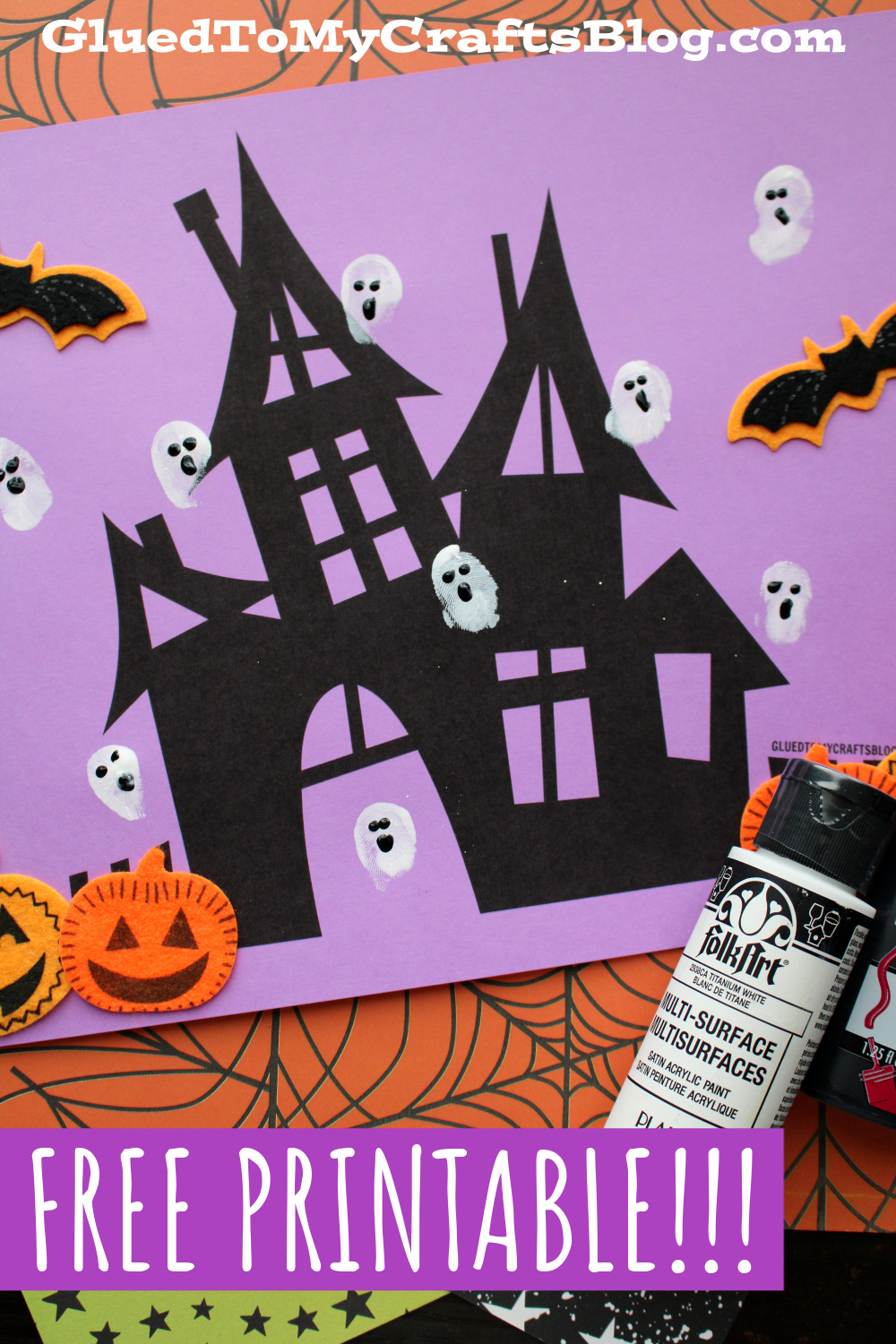 Thumbprint Ghost In Haunted House Craft