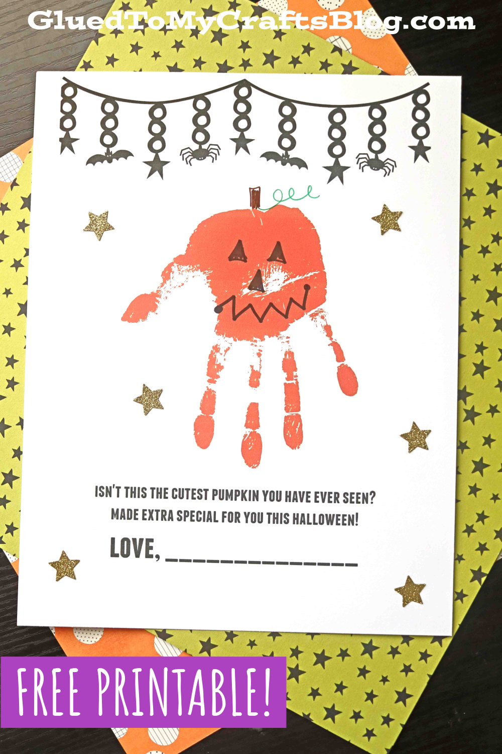 Handprint Jack-O-Lantern Pumpkin Craft