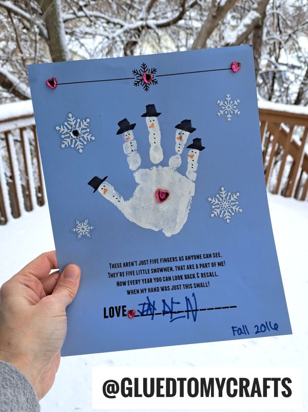 Handprint 5 Little Snowman Poem Keepsake