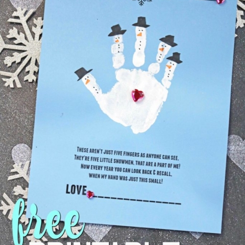 Handprint 5 Little Snowman Poem Keepsake
